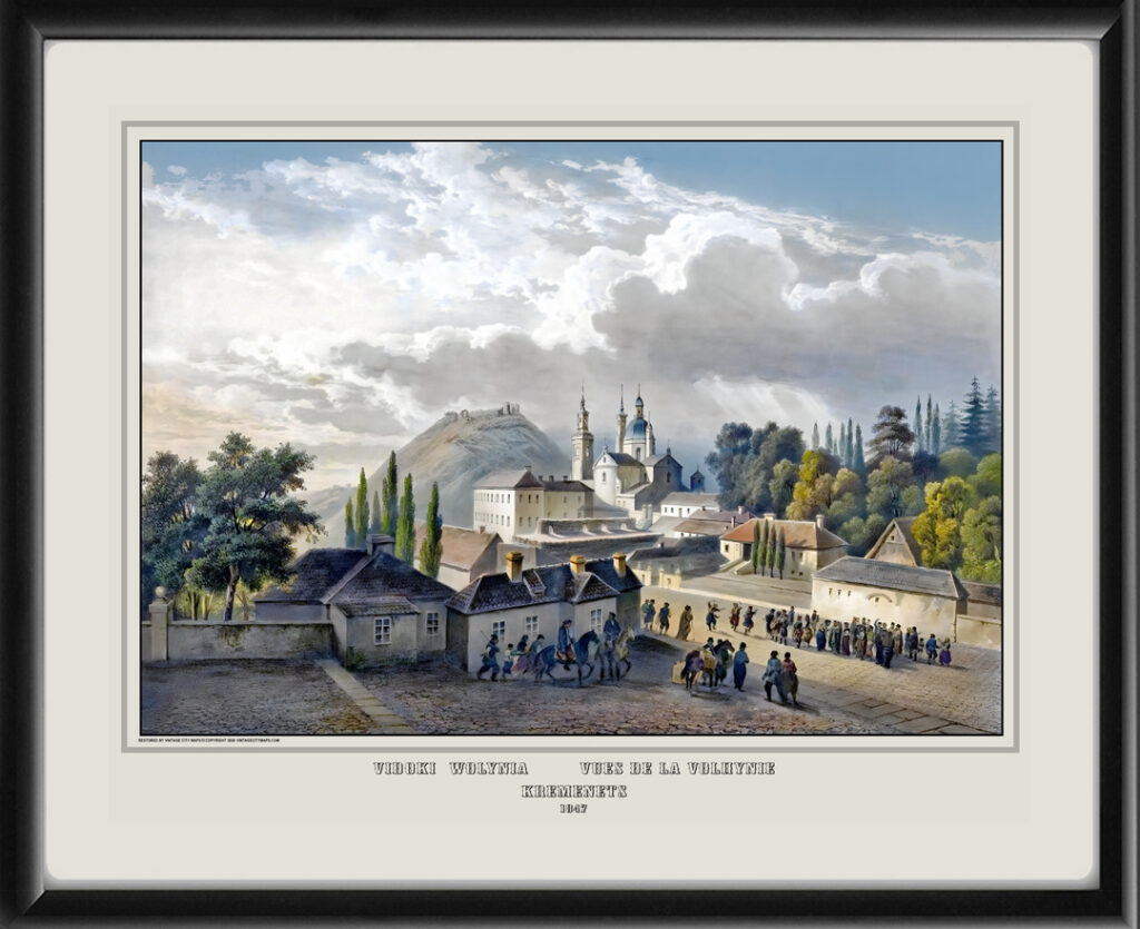Kremenets, Volhynia Ukraine 1847 - Restored Bird's Eye View | Vintage ...